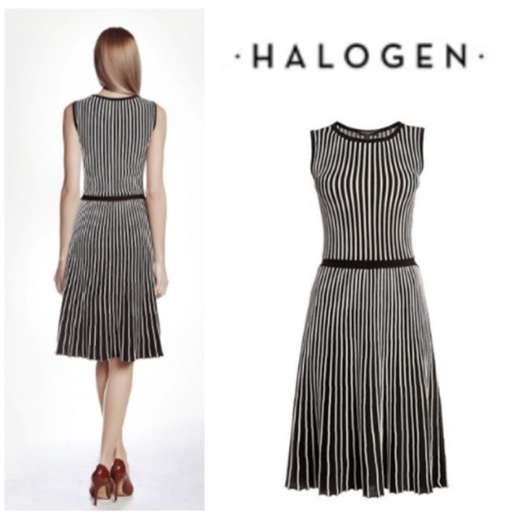 Halogen | Dresses | New Halogen Striped Knit Fit Flare Midi Dress ...